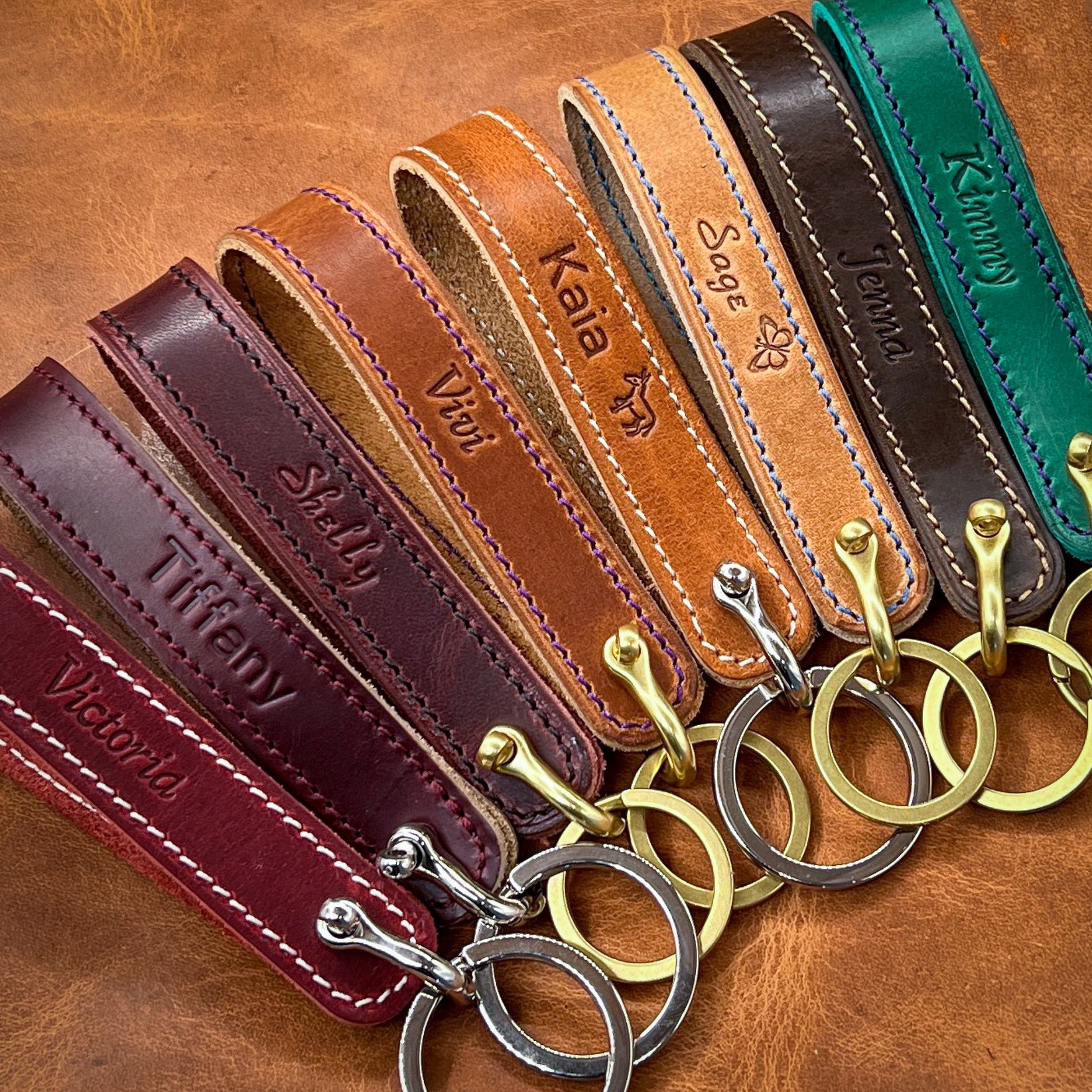 Custom Handmade Leather Keychain in American Horween Leather – Custom ...
