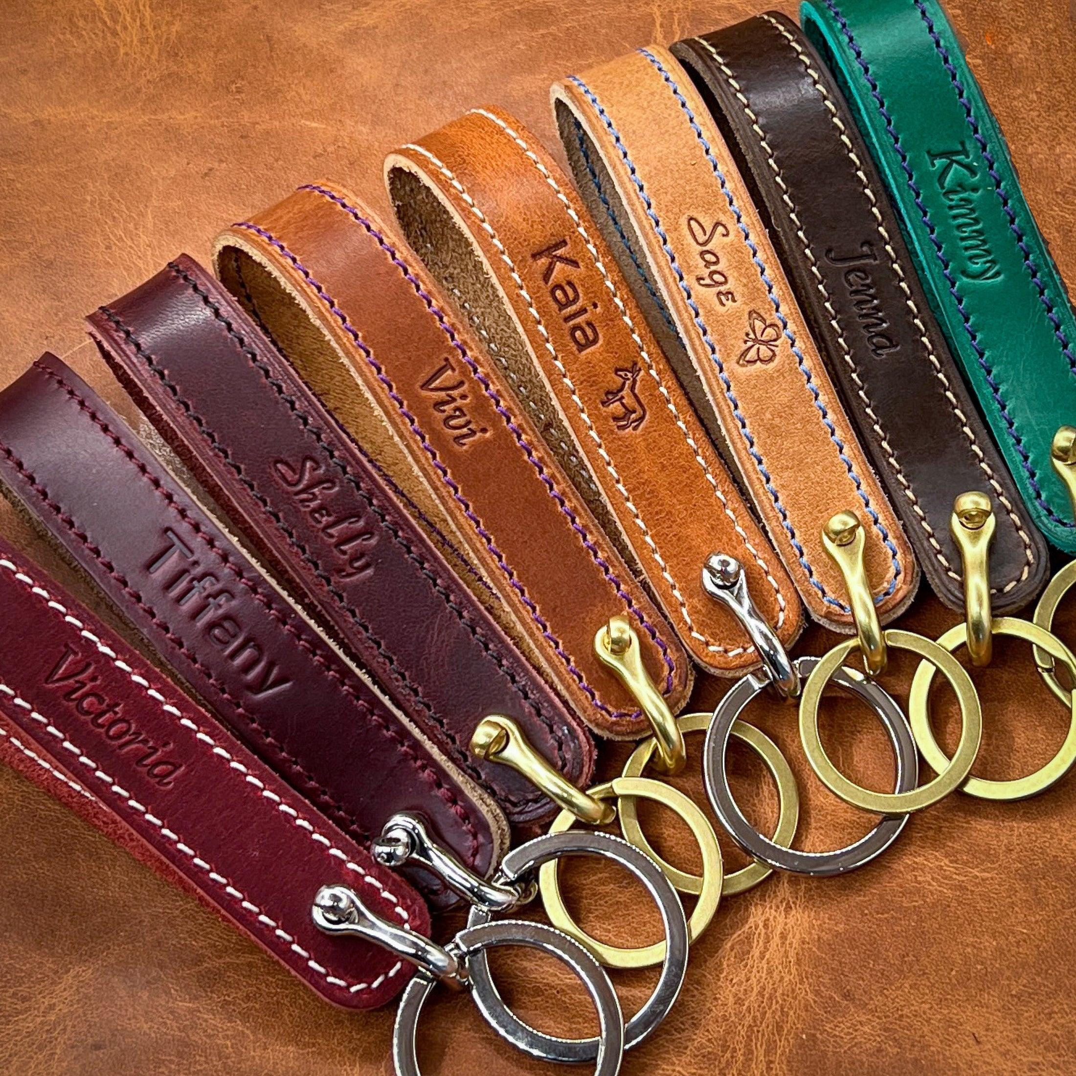 Customizable Leather Loop Keychain in Horween Leather | Made to order ...