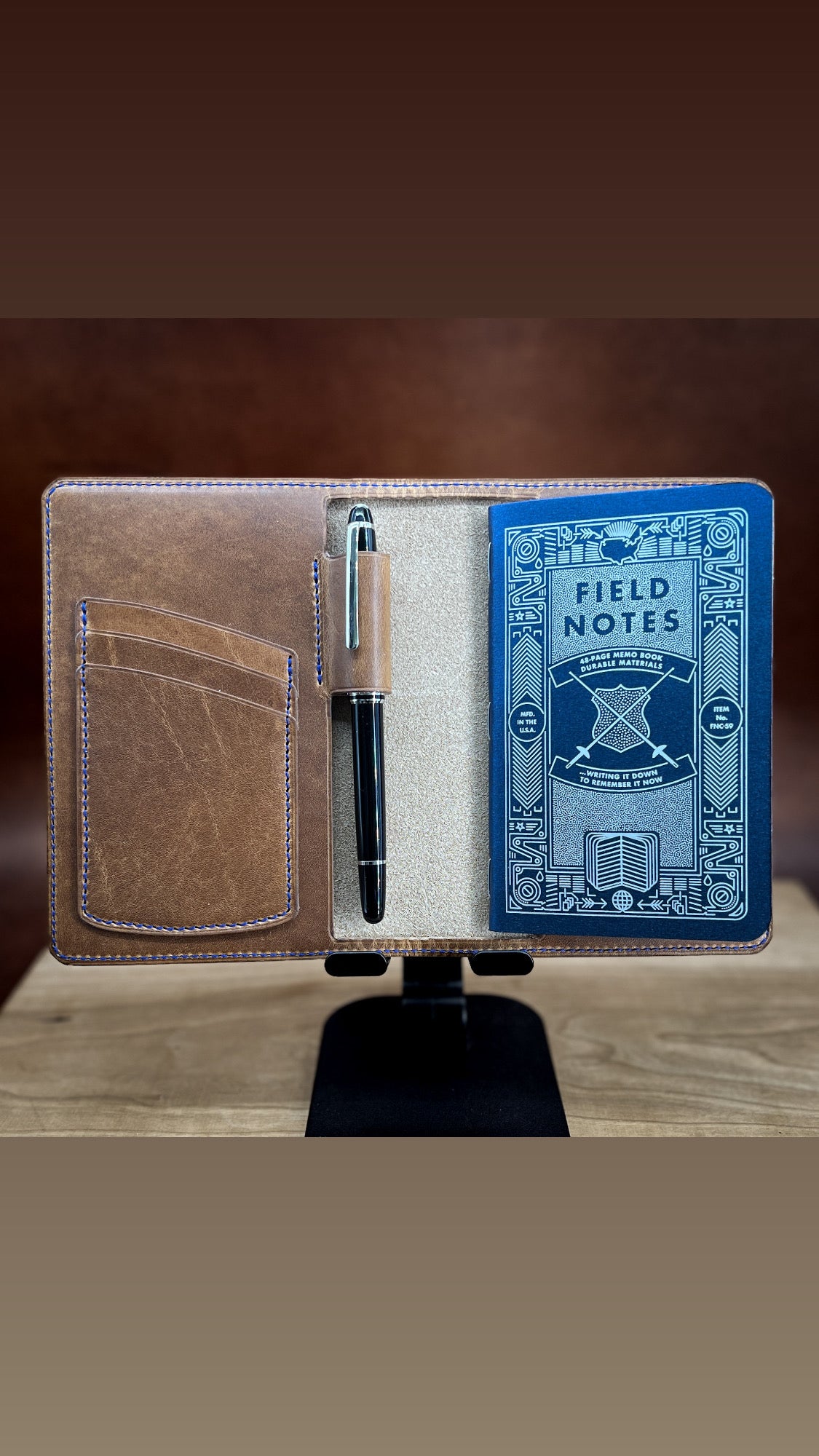 Handmade Horween Leather Notebook Cover with Interior Pen Holder ...