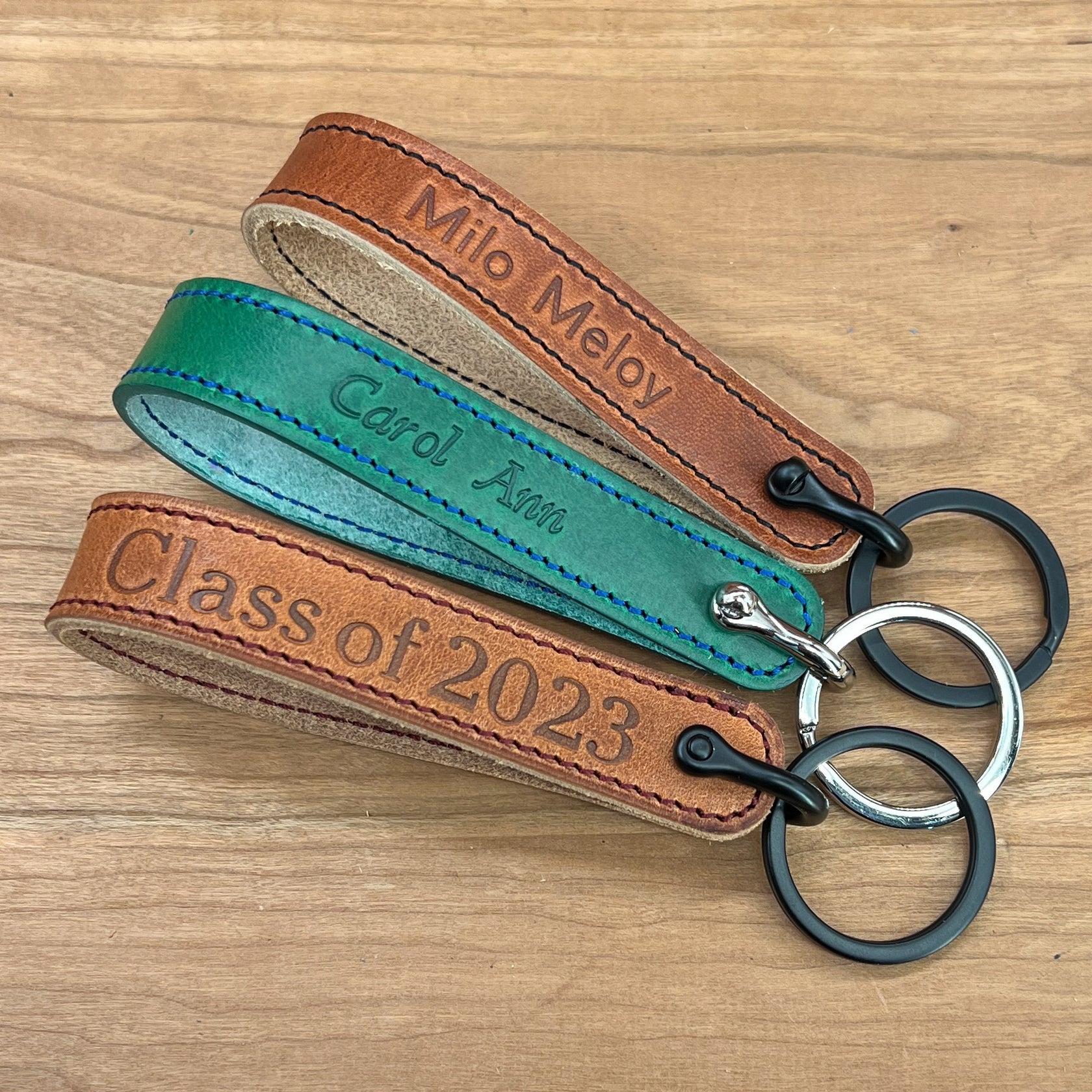 Customizable Leather Loop Keychain in Horween Leather | Made to order ...