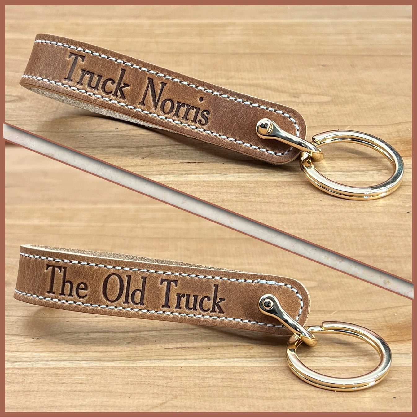 Personalized Leather Loop Keychain in Horween Leather | Made to order ...